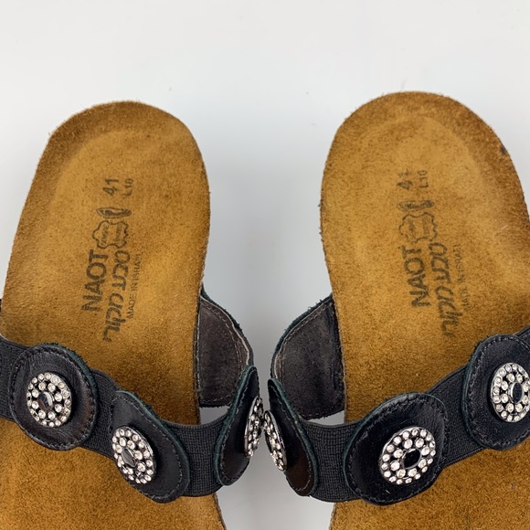 Naot | Shoes | Naot Marrisa Black Leather Rhinestone Slides Sz | Poshmark